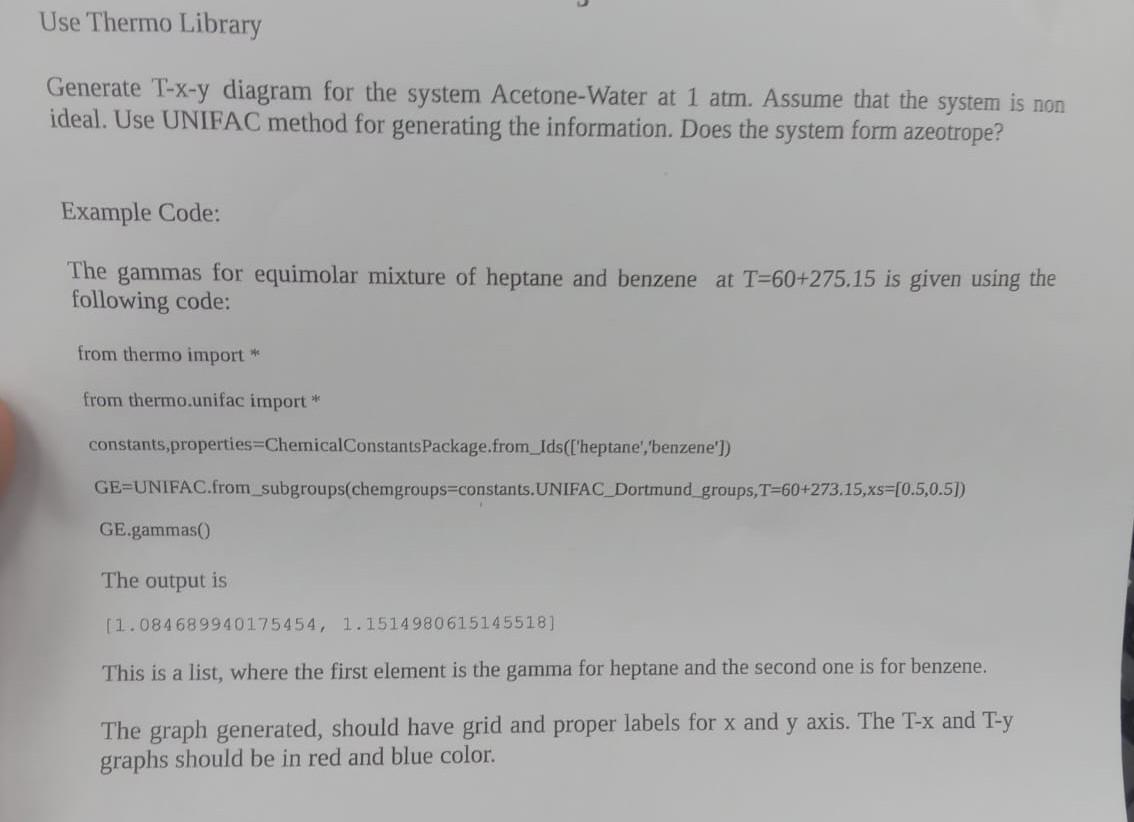 Solved Generate T-x-y diagram for the system Acetone-Water | Chegg.com