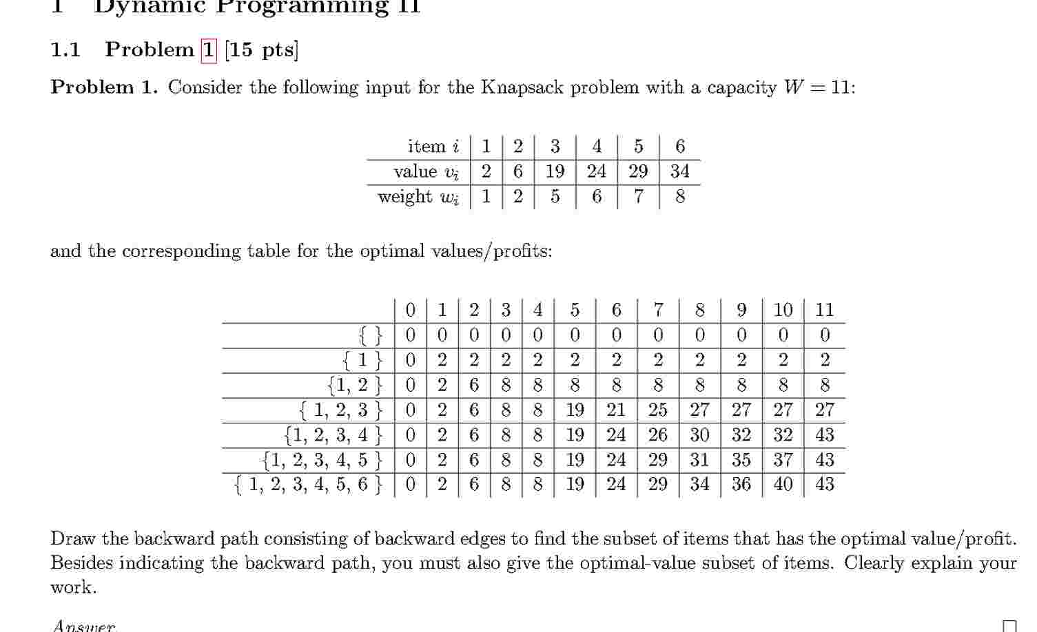 Solved 1.1 ﻿Problem 1 [ 15 ﻿pts ]Problem 1. ﻿Consider the | Chegg.com