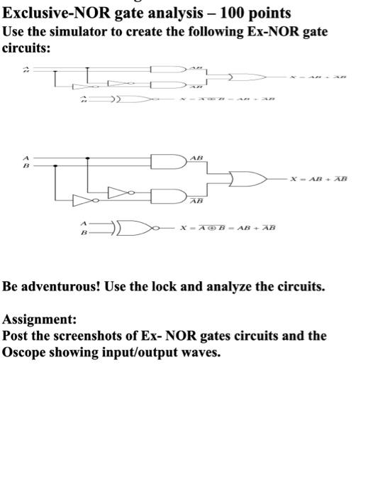 Solved Exclusive-NOR gate analysis −100 points Use the | Chegg.com