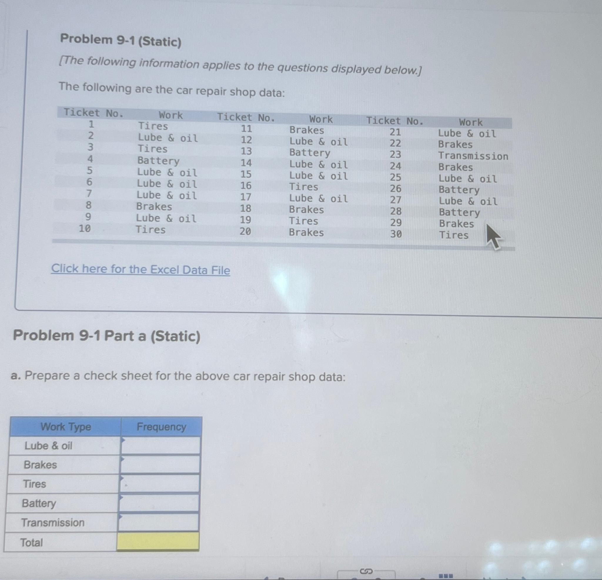 Solved Problem 9-1 (Static)[The following information | Chegg.com