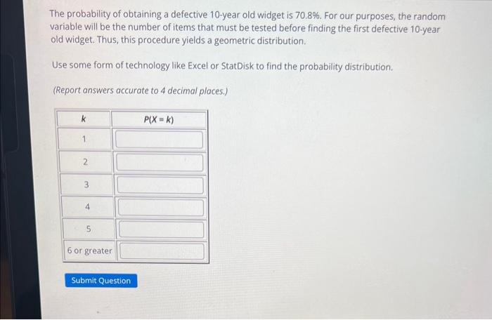 The probability of obtaining a defective 10 -year old | Chegg.com