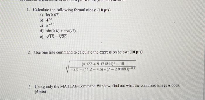 Solved 1. Calculate the following formulations: (10pts) a) | Chegg.com