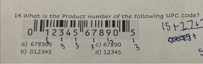 14. What is the Product number of the following UPC | Chegg.com