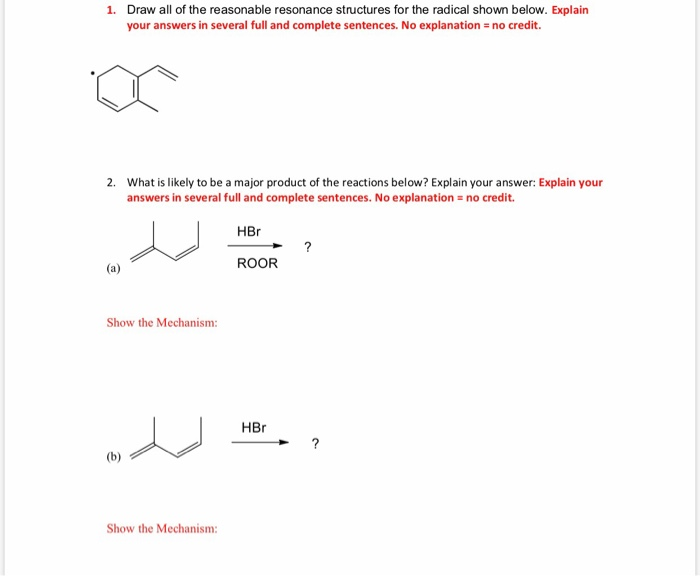 Solved 1. Draw all of the reasonable resonance structures | Chegg.com