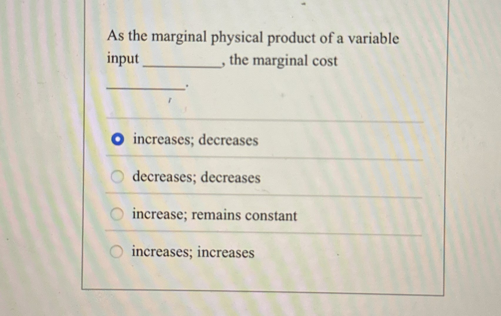 Solved As the marginal physical product of a | Chegg.com