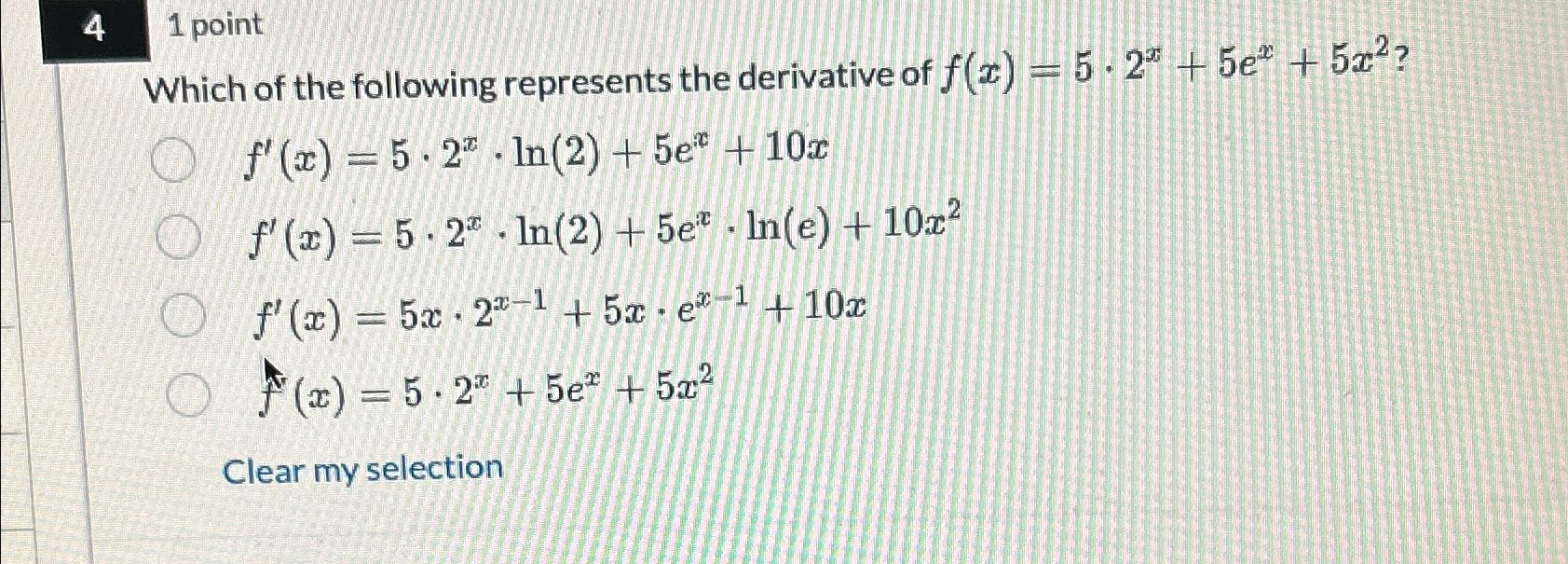 Solved 41 ﻿pointWhich of the following represents the | Chegg.com
