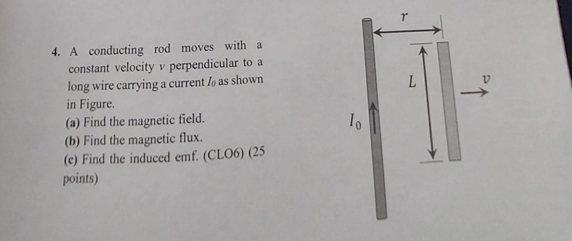Solved 4. A conducting rod moves with a constant velocity v | Chegg.com