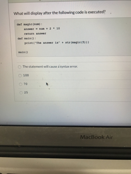 Solved What will display after the following code is | Chegg.com