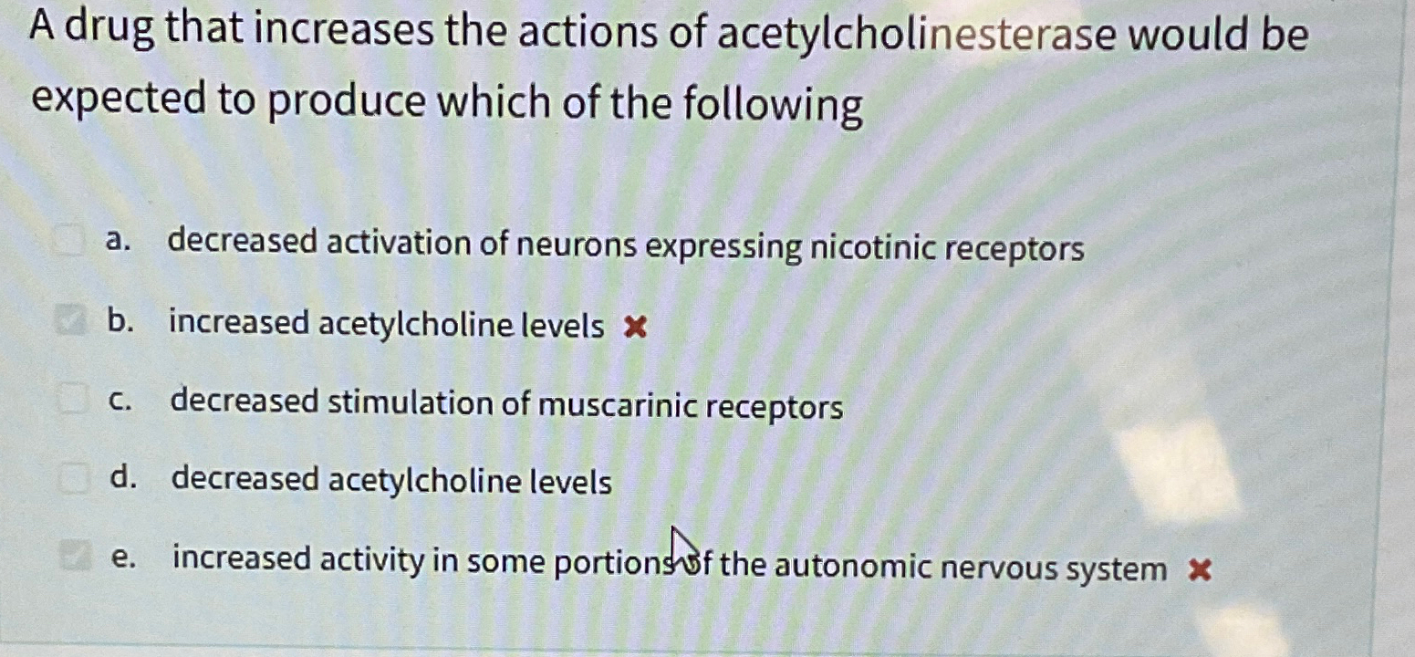 Solved A drug that increases the actions of | Chegg.com