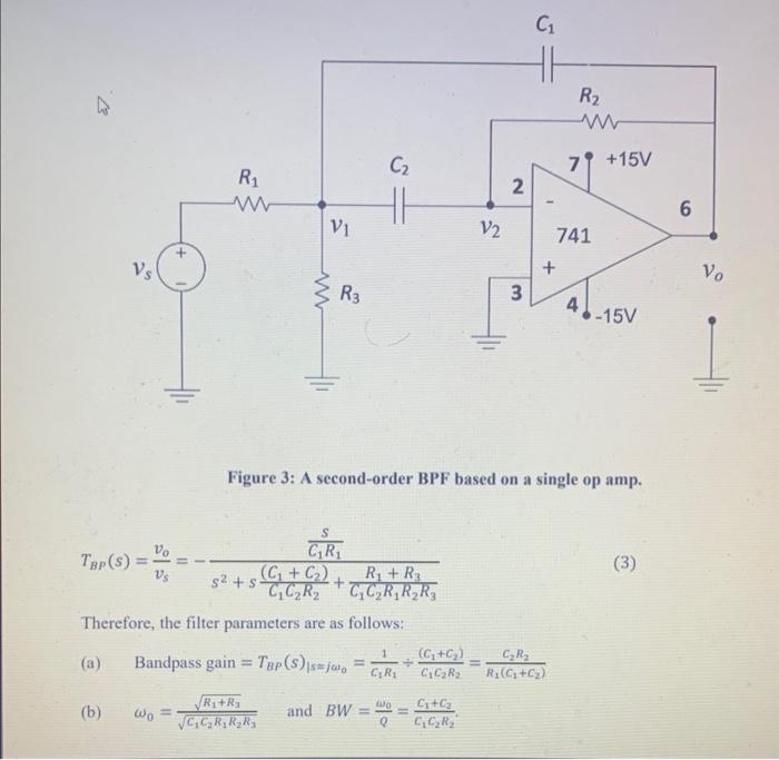 Solved Design the circuit of figure 3 to achive fo=1.4kHz | Chegg.com