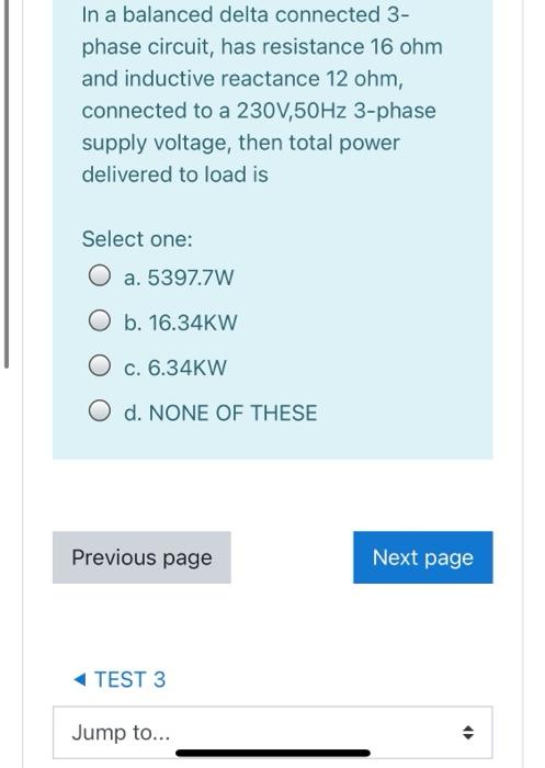 Solved In a balanced delta connected 3- phase circuit, has | Chegg.com