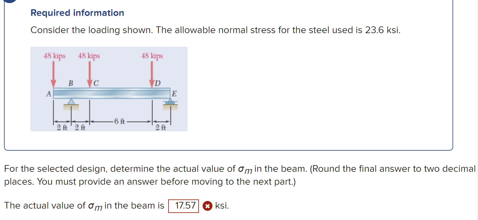 Solved Consider the loading shown. The allowable normal | Chegg.com