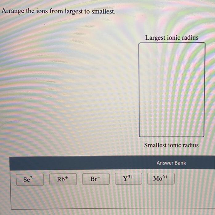 Solved Arrange the ions from largest to smallest. Largest | Chegg.com