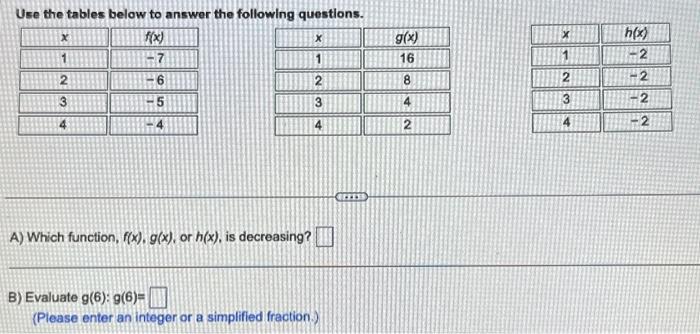 Solved Use the tables below to answer the following | Chegg.com