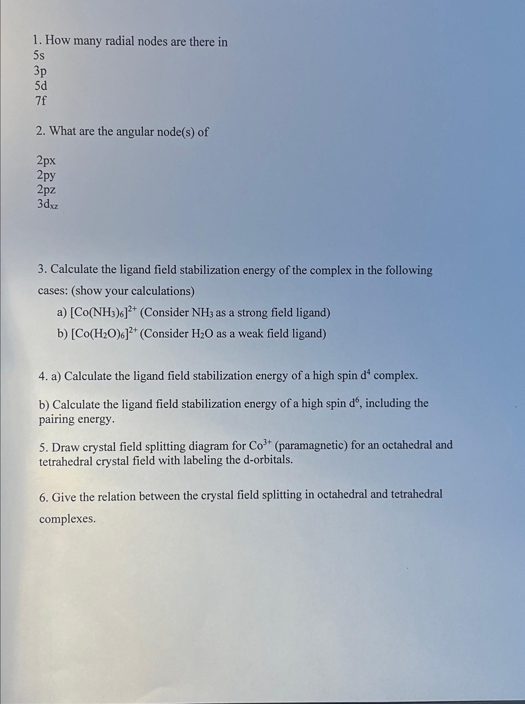 Solved How many radial nodes are there in5s3p5d7fWhat are | Chegg.com