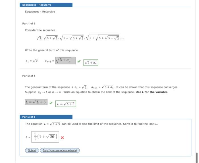 Solved Use a graph of the sequence to decide whether the | Chegg.com