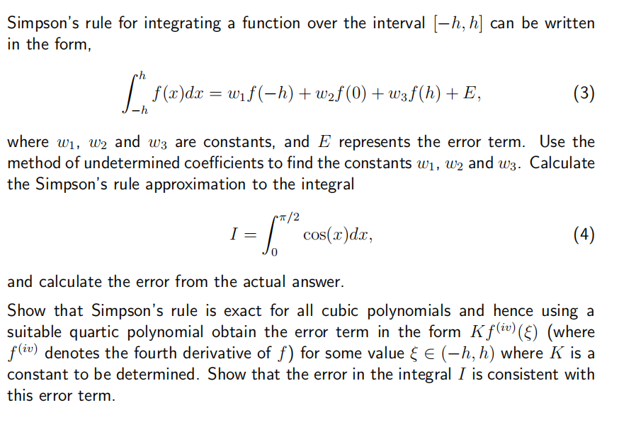 Solved Simpson's rule for integrating a function over the | Chegg.com