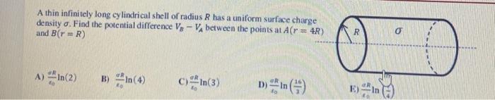 Solved A thin infinitely long cylindrical shell of radius R | Chegg.com