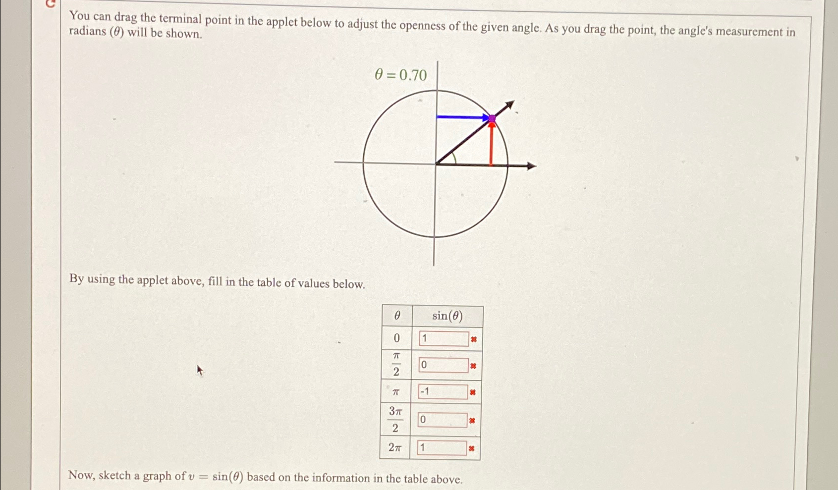 Solved You can drag the terminal point in the applet below | Chegg.com