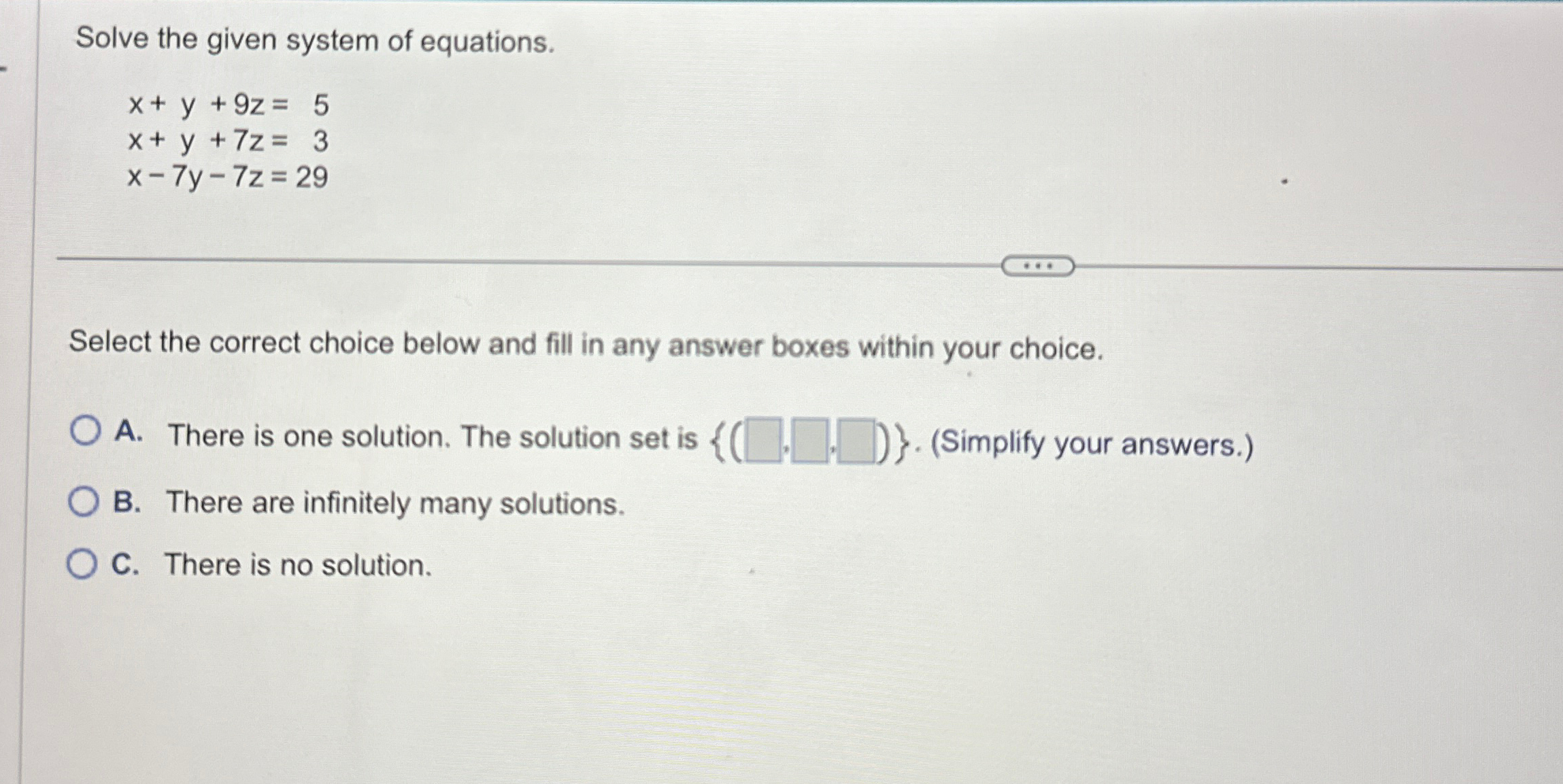 Solved Solve the given system of | Chegg.com
