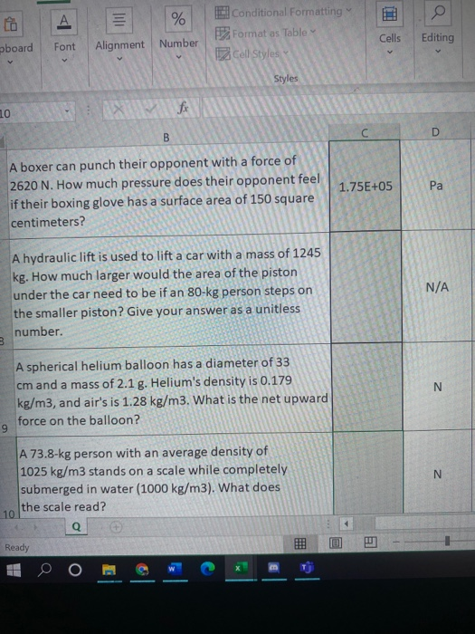 Solved Q A % Alignment Number El Conditional Formatting | Chegg.com