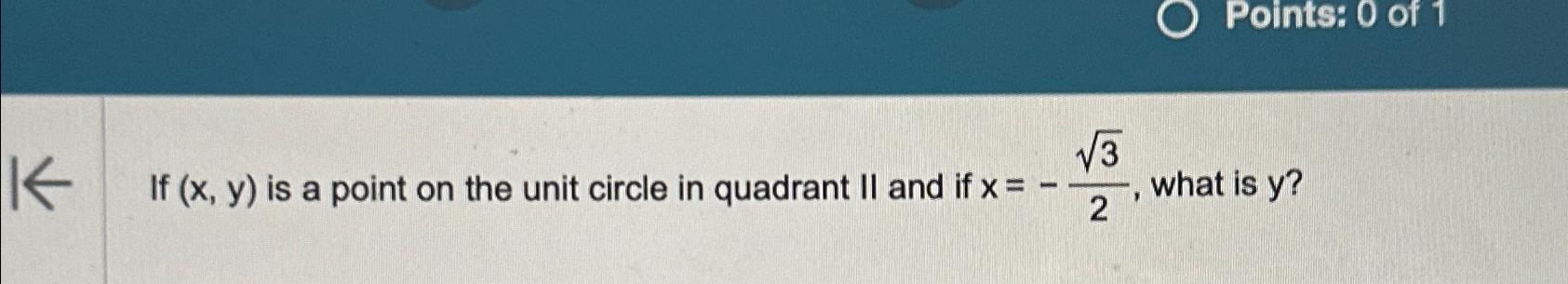 Solved Points: 0 ﻿of 1If (x,y) ﻿is a point on the unit | Chegg.com
