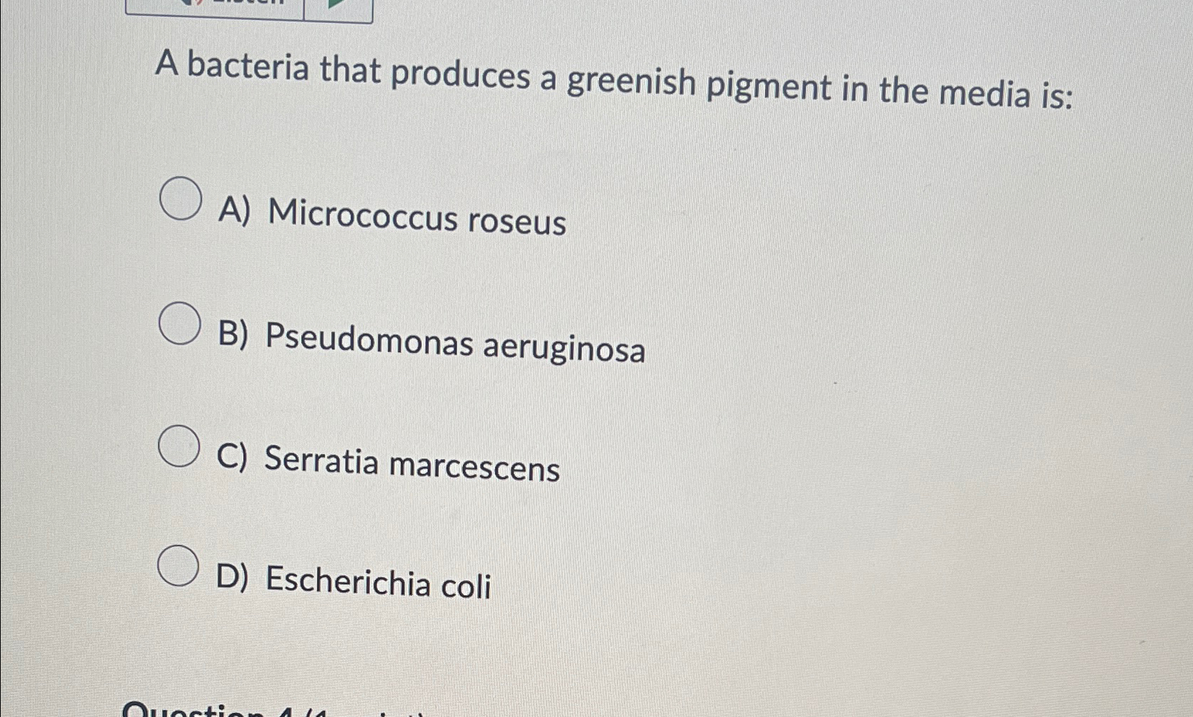 Solved A bacteria that produces a greenish pigment in the | Chegg.com