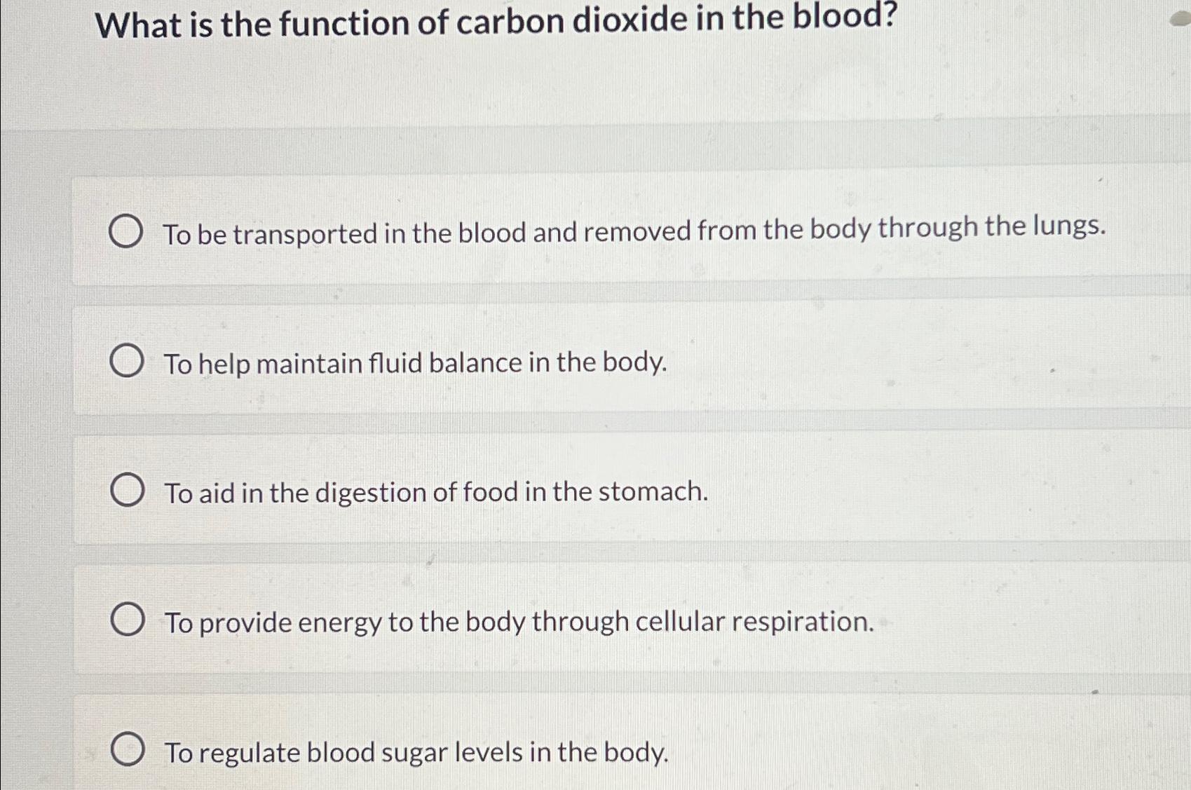 Solved What is the function of carbon dioxide in the | Chegg.com
