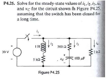 Solved Solve for the steady-state values of i1, i2 i3 i4 and | Chegg.com