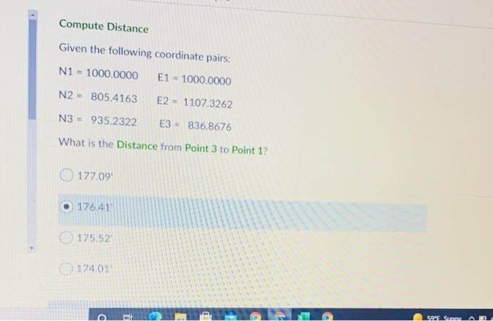 Solved х Compute Distance Given the following coordinate | Chegg.com