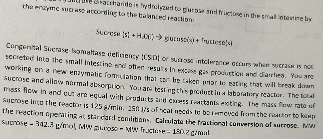 Solved by an EXPERT disaccharide is hydrolyzed to glucose and fructose in | Chegg.com