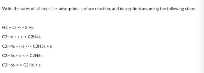Solved Write the rates of all steps (i.e. adsorption, | Chegg.com