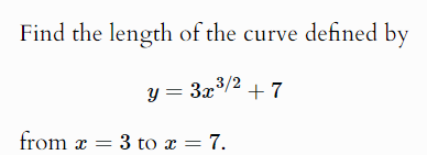 Solved Find the length of the curve defined byy=3x32+7from | Chegg.com