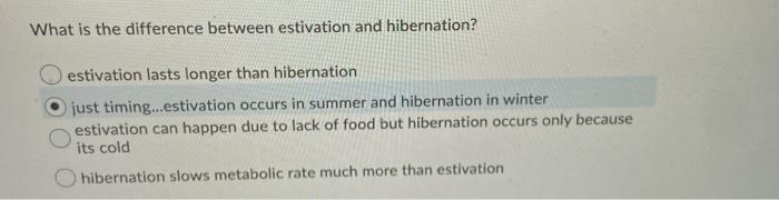Solved What is the difference between estivation and | Chegg.com