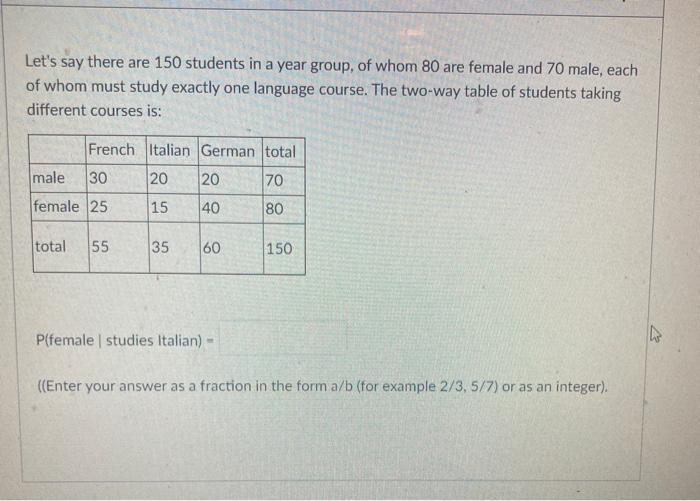 Solved Let's say there are 150 students in a year group, of | Chegg.com