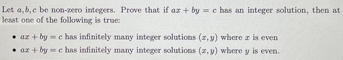 Solved Let a,b,c be non-zero integers. Prove that if ax+by=c | Chegg.com