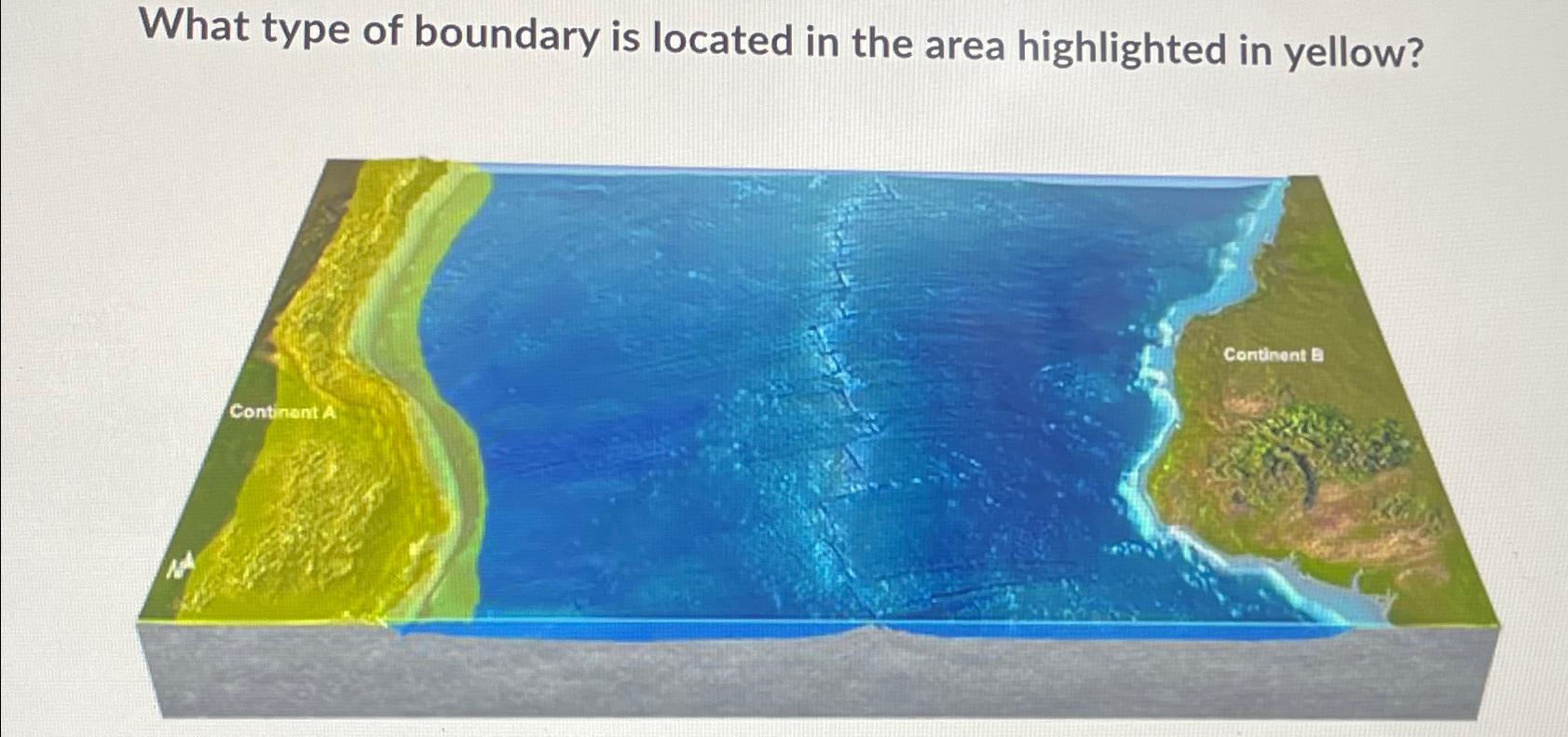 Solved What type of boundary is located in the area | Chegg.com