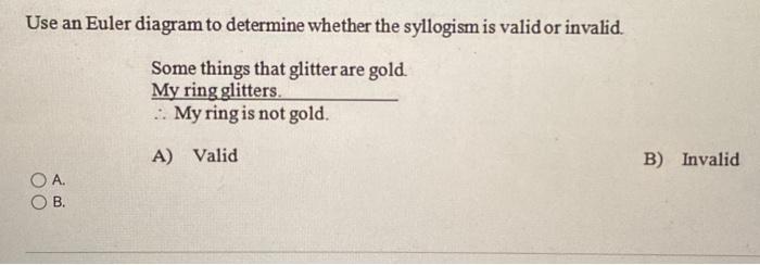 Solved Use an Euler diagram to determine whether the | Chegg.com
