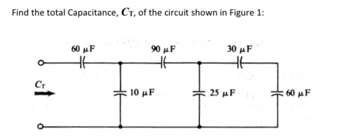 Solved Find the total Capacitance, CT, of the circuit shown | Chegg.com