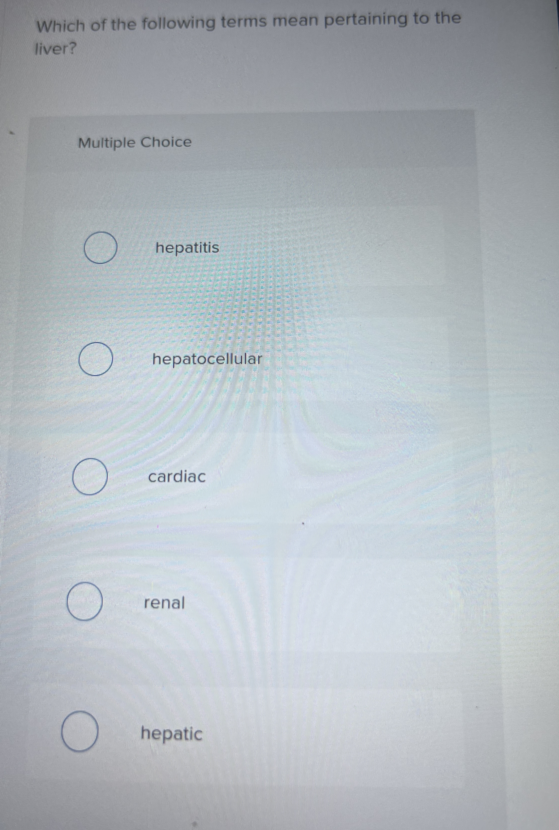 Solved Which of the following terms mean pertaining to | Chegg.com