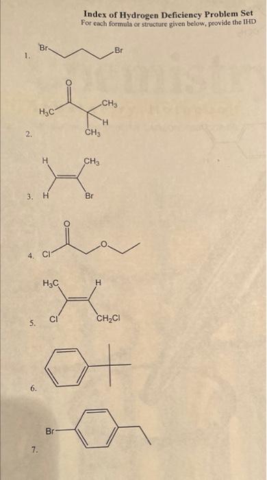 Solved Index of Hydrogen Deficiency Problem Set For each | Chegg.com