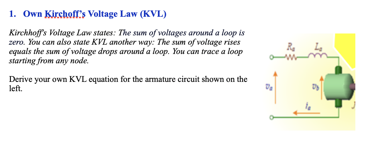 Solved Own Kirchoff's Voltage Law (KVL)Kirchhoff's Voltage | Chegg.com
