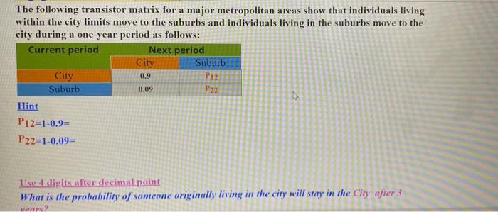 Solved The following transistor matrix for a major | Chegg.com