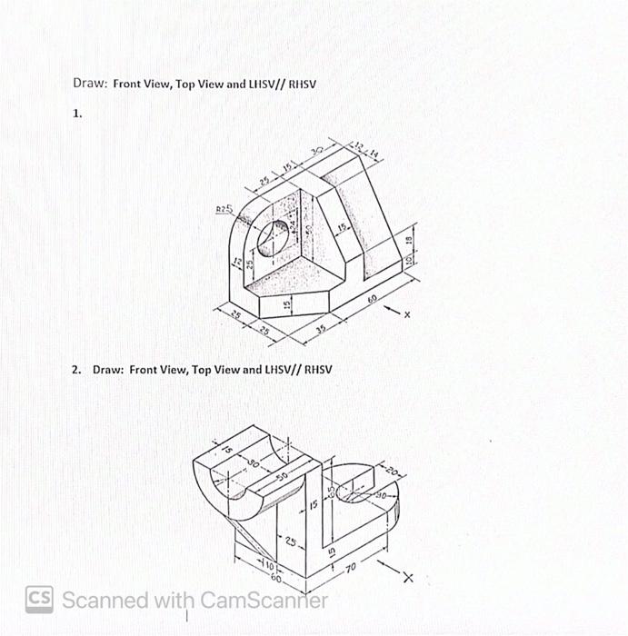 Solved 3. Draw: Front View, Top View and LHSV//RHSV 50 a | Chegg.com