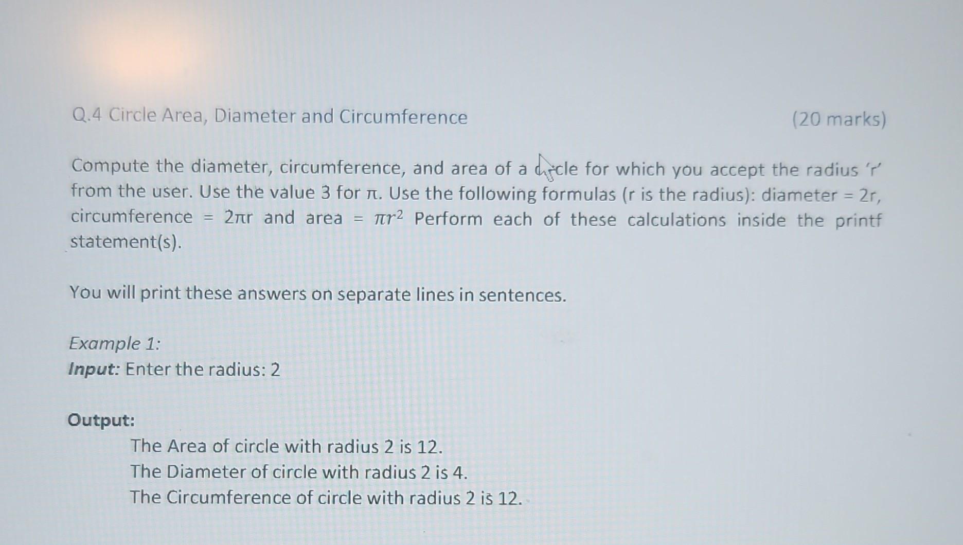 Solved Q.2 Printing a Custom Sentence (20 marks) Write a | Chegg.com