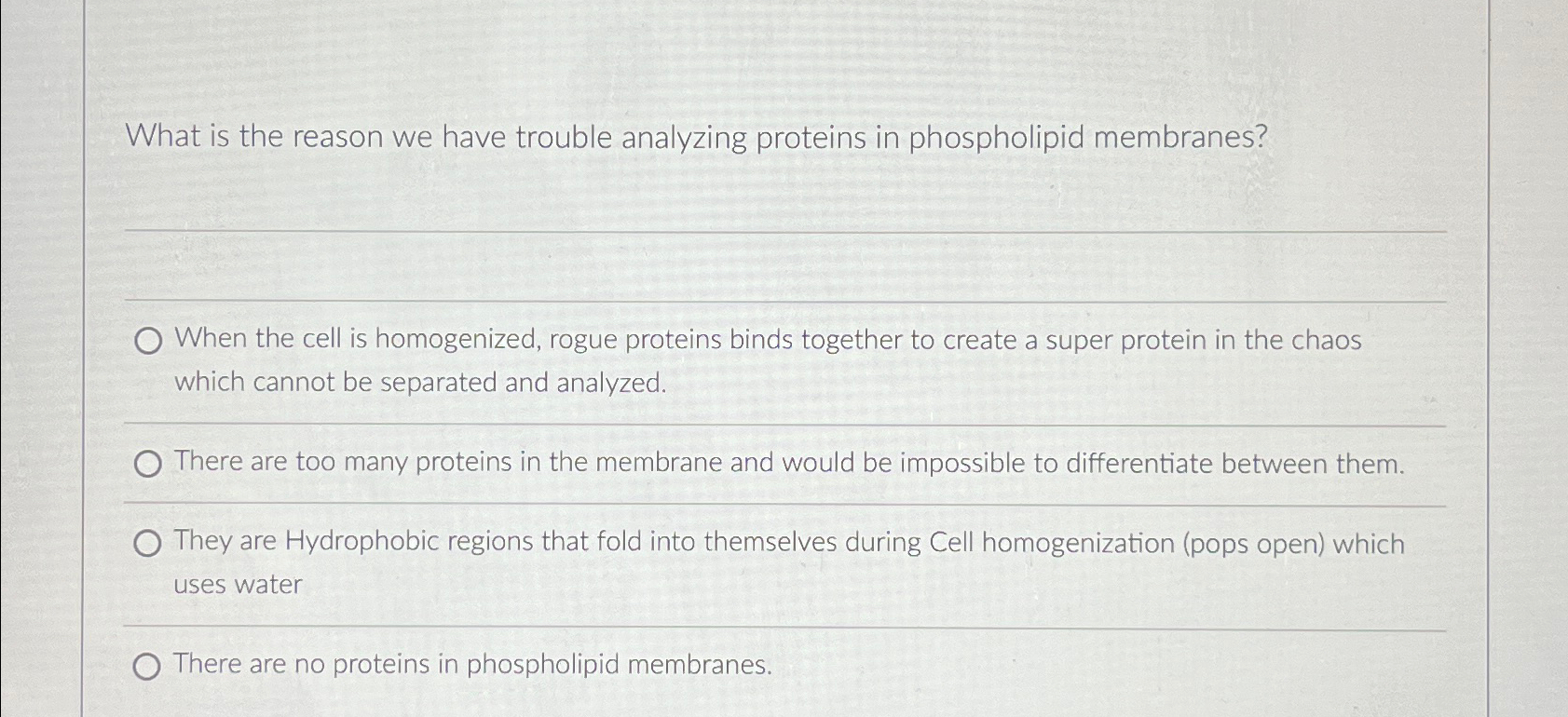 Solved What is the reason we have trouble analyzing proteins | Chegg.com