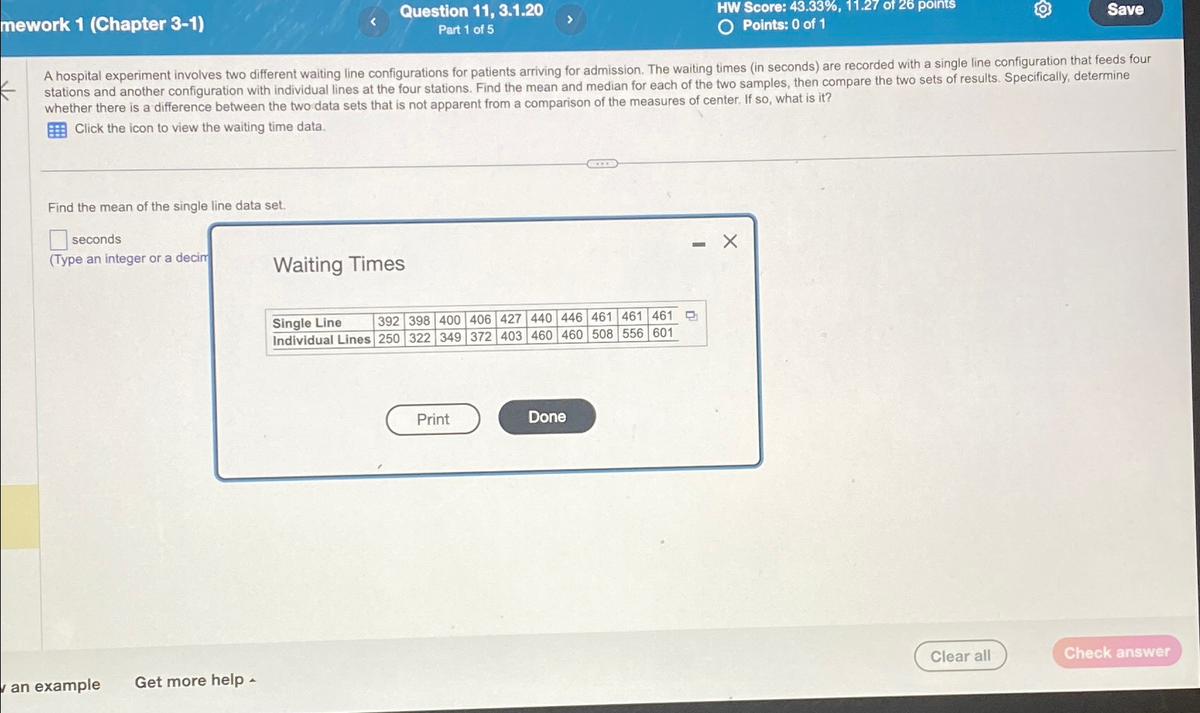 Solved mework 1 (Chapter 3-1)Question 11, 3.1.20HW Score: | Chegg.com