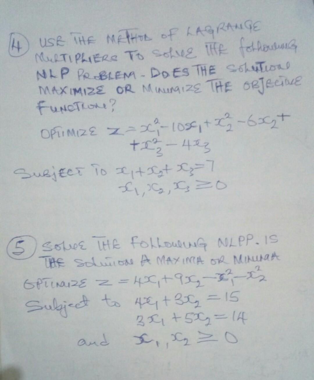 Solved 14 USE THE MEPHon of LAGRANGE MURTIPLIERS To solle | Chegg.com