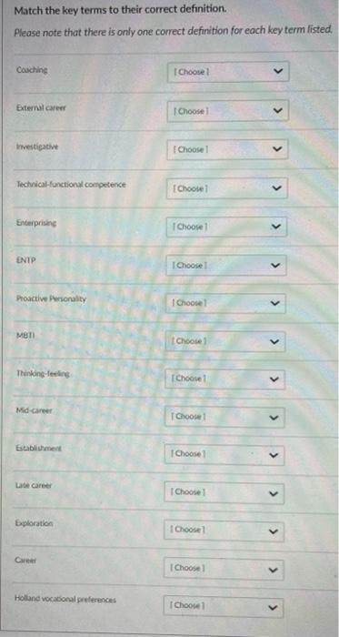 Solved Match the key terms to their correct definition. | Chegg.com
