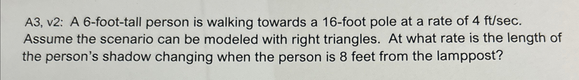 Solved A3, ﻿v2: A 6-foot-tall person is walking towards a | Chegg.com